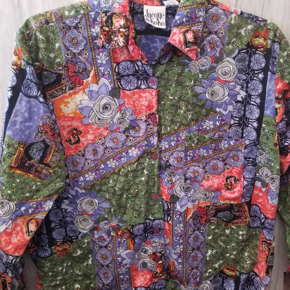 Jacque & Koko | Tops | Jacque Koko Button Down Multi Print And Color ...